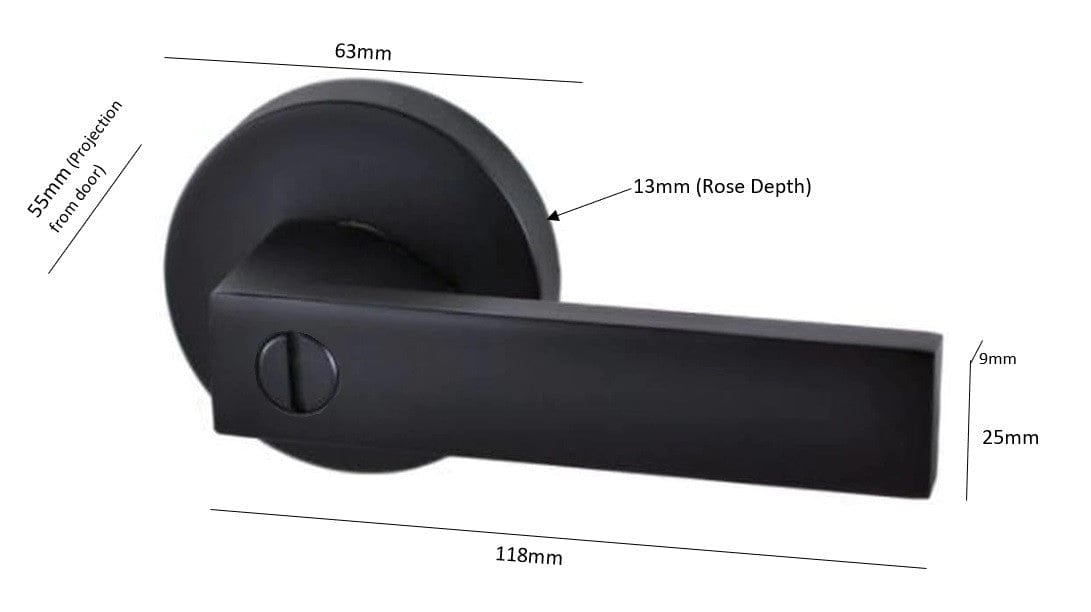 Matte Black Privacy Snib in Lever Handle 63mm | Nidus Lonsdale Series ...