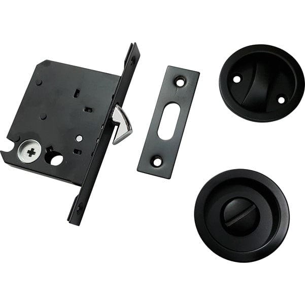 Matte Black Round Cavity Privacy Sliding Door Lock with Snib I Mucheln ...