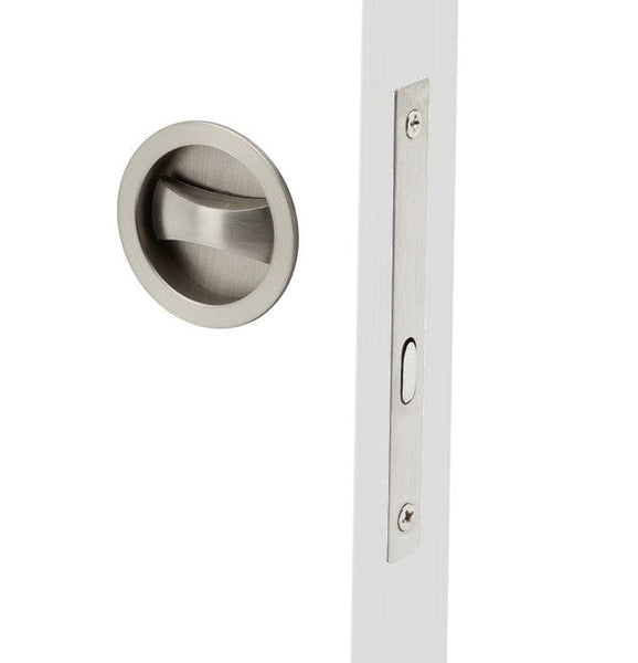 Satin Nickel Round Cavity Privacy Sliding Door Lock with Snib I Muchel ...